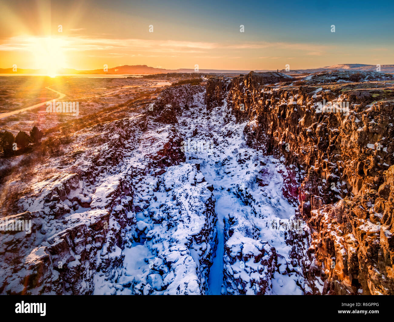 Winter, Almannagja fissure, Thingvellir National Park, Iceland Stock ...