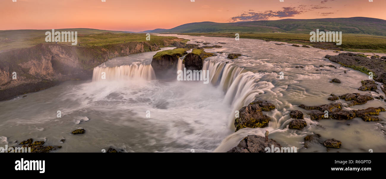 Aerial - Godafoss Waterfalls, Iceland. This image was shot using a ...