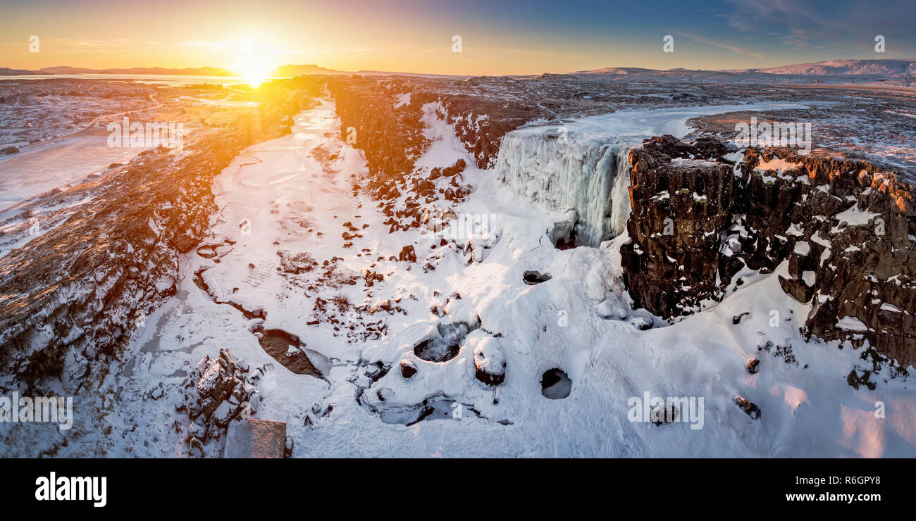 Winter, Almannagja fissure, Thingvellir National Park, Iceland Stock ...