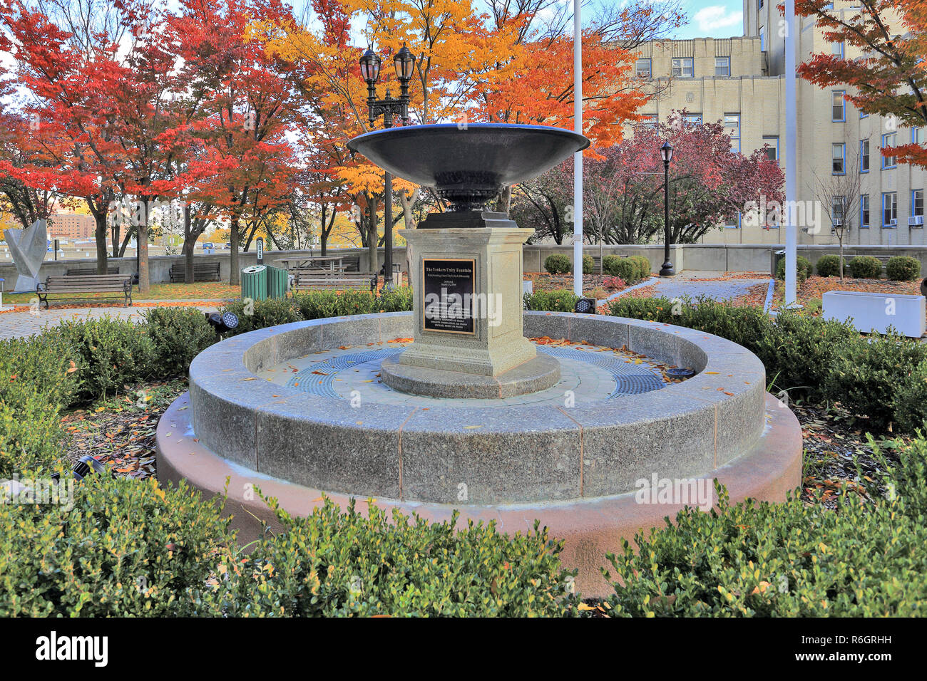 Unity Fountain City Hall yonkers New York Stock Photo - Alamy