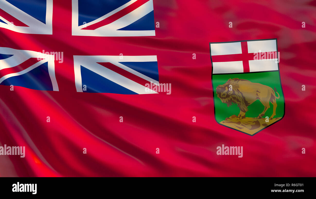 Manitoba flag. Waving flag of Manitoba province, Canada Stock Photo - Alamy