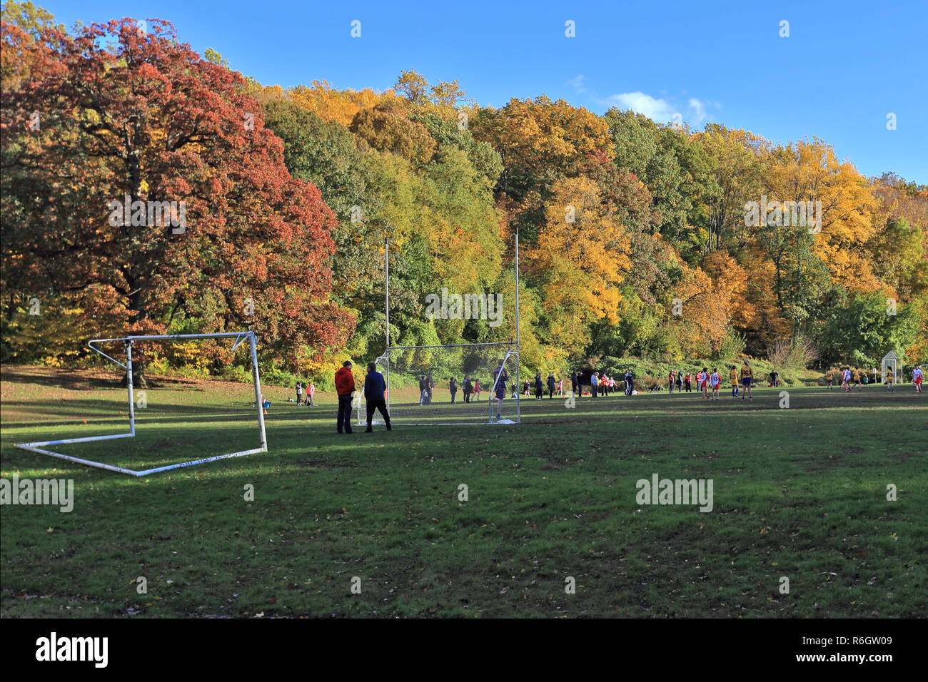 soccer field Tibbetts Brook Park Yonkers New York Stock Photo - Alamy