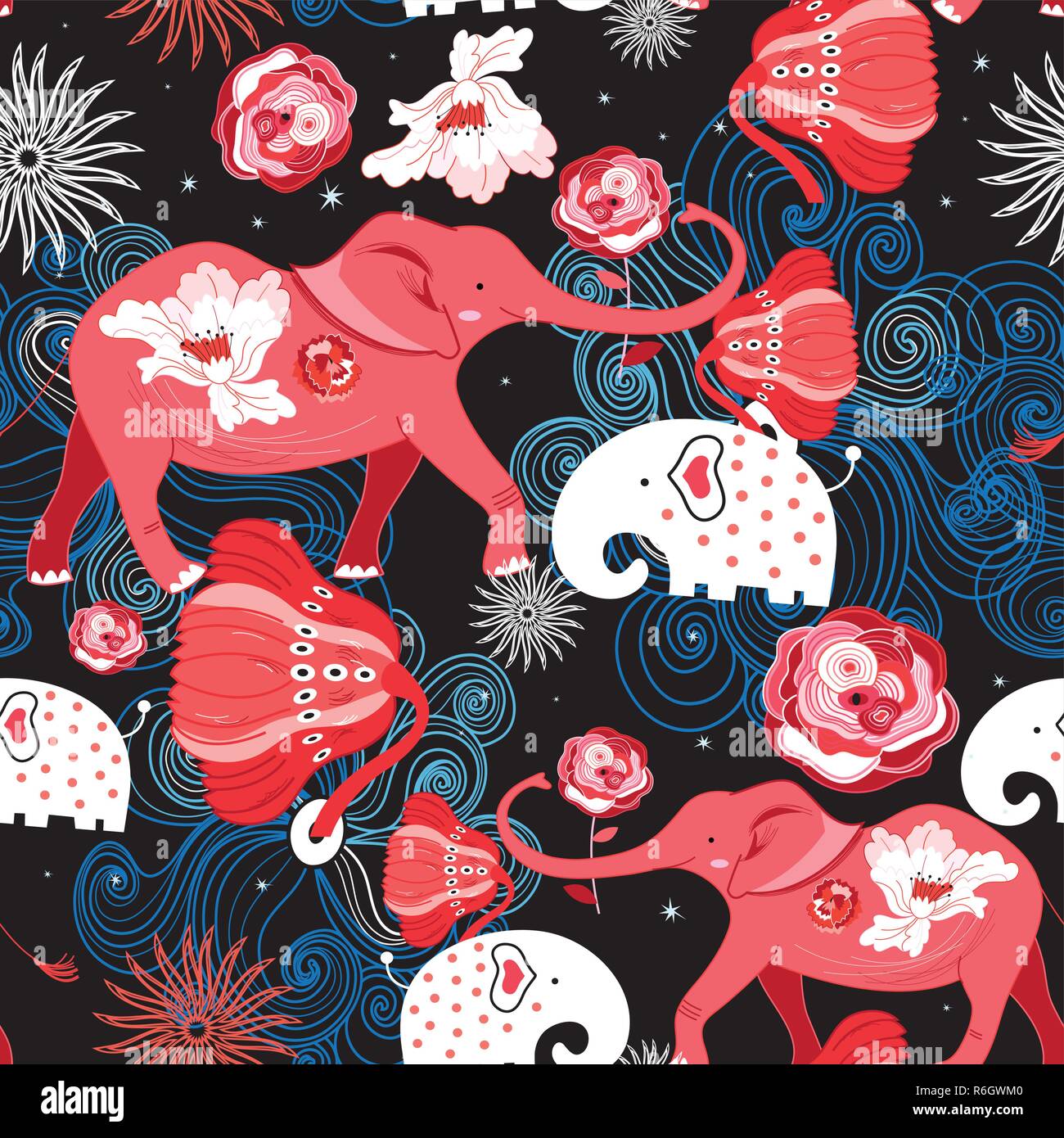Elephants roses Stock Vector Images - Alamy