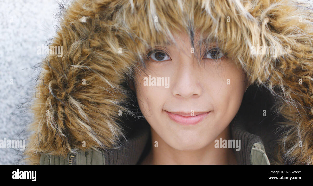 Woman wearing jacket Stock Photo - Alamy