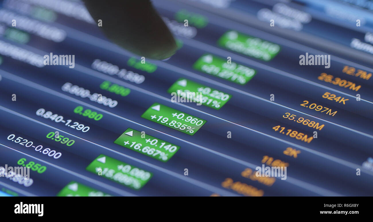 Stock stock graph on display screen Stock Photo - Alamy