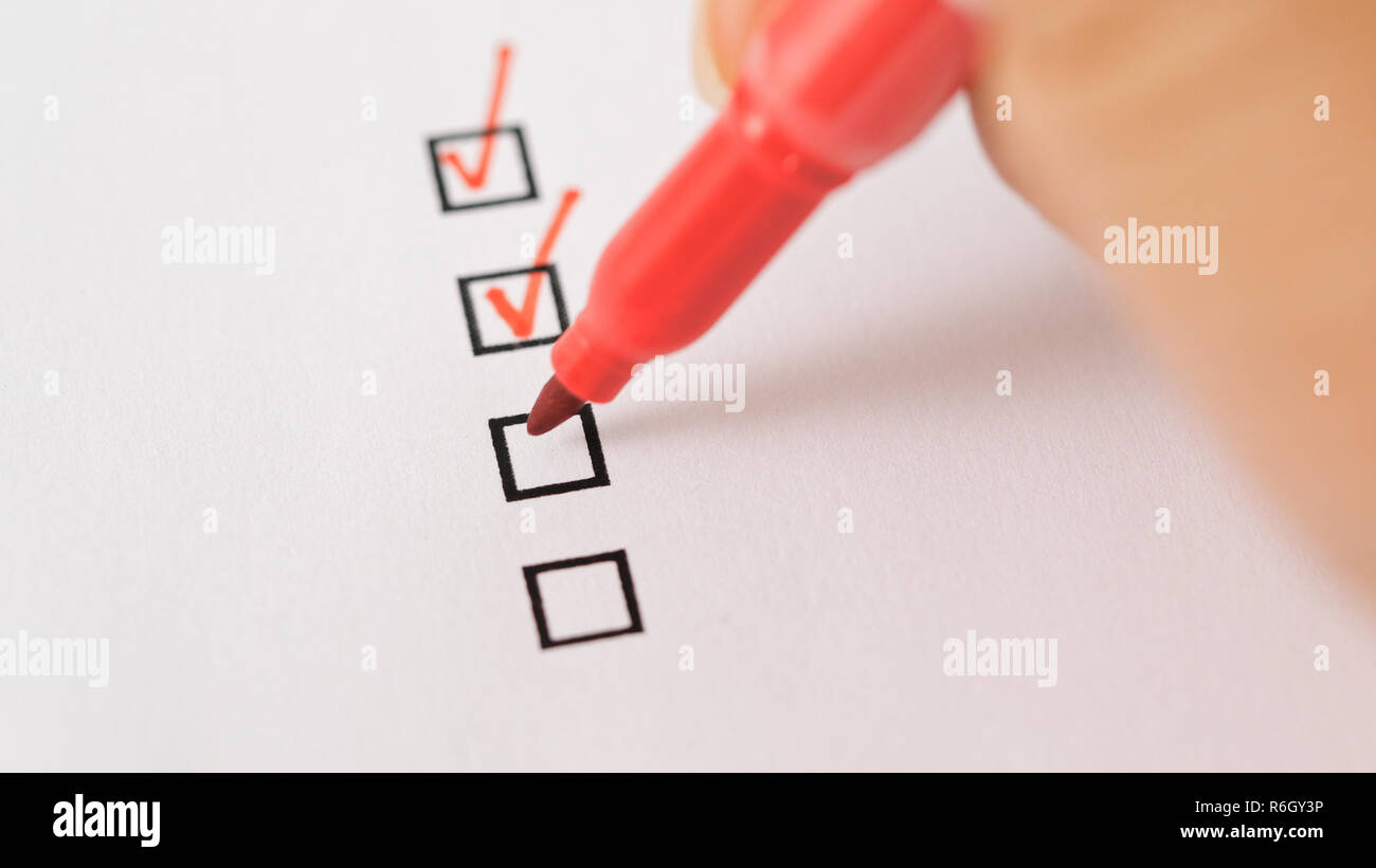 Hand marker check boxes hi-res stock photography and images - Alamy