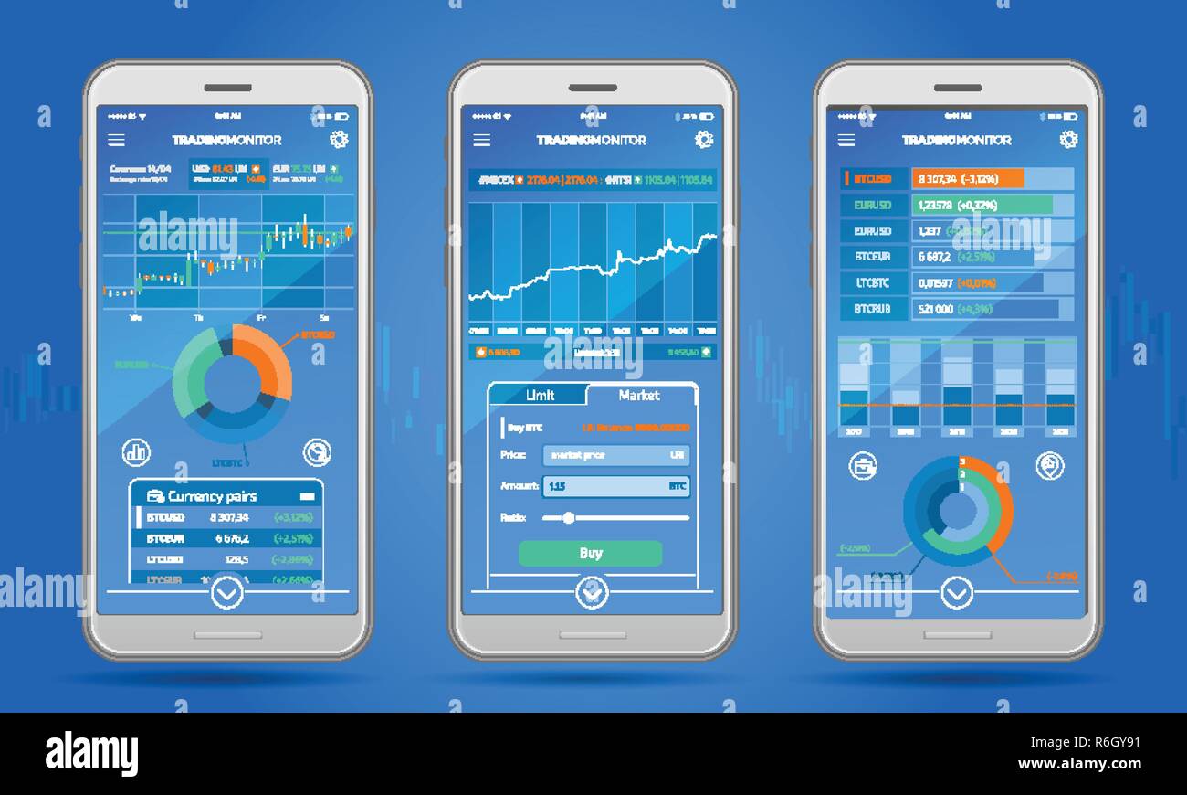 Trading Platform Interface With Infographic Elements Stock Vector Image ...