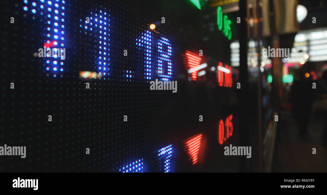 Stock market screen display at night Stock Photo - Alamy