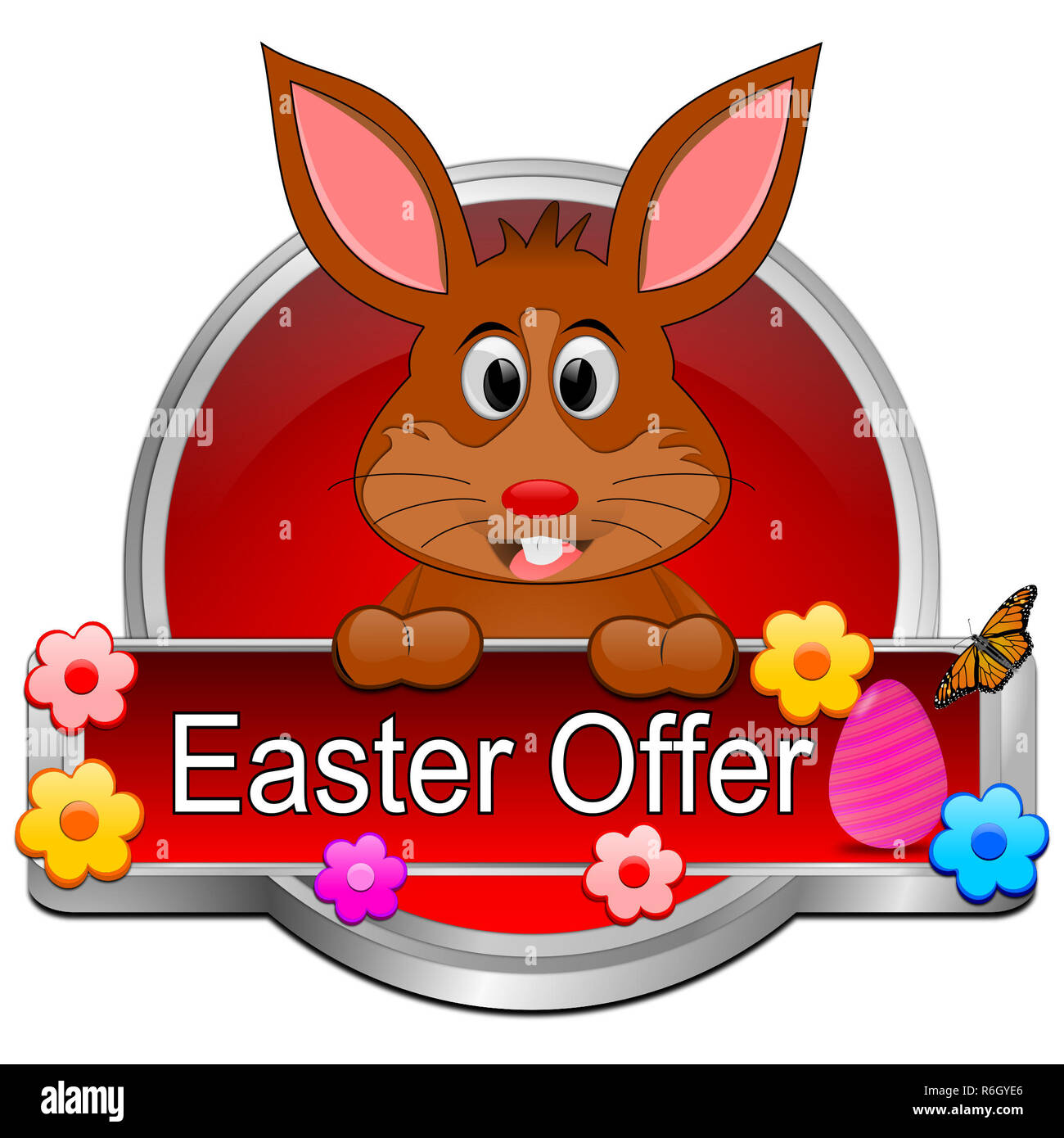 decorative red Easter Offer button - 3D illustration Stock Photo - Alamy