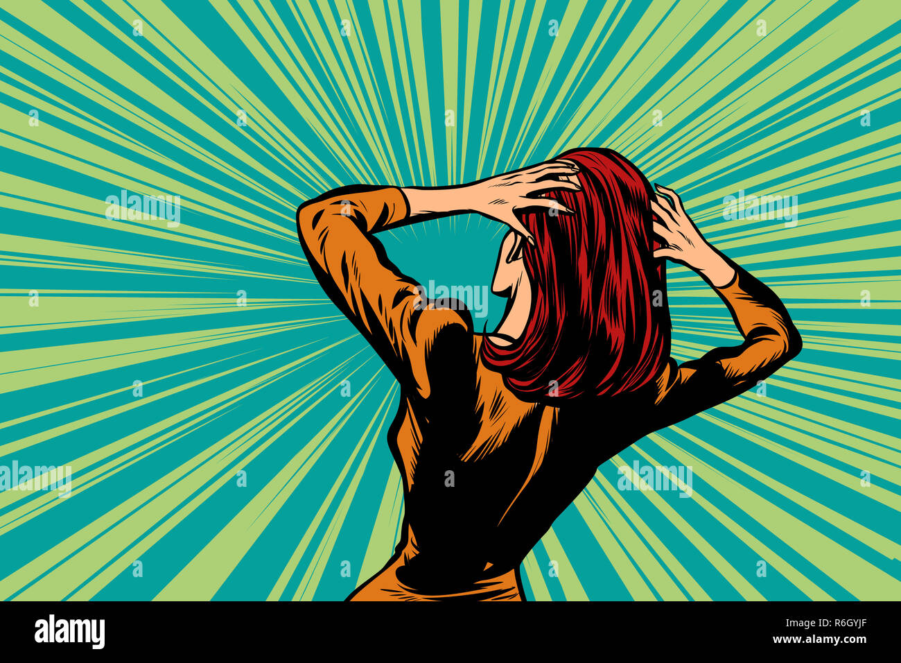 shocked woman back, human reaction Stock Photo - Alamy