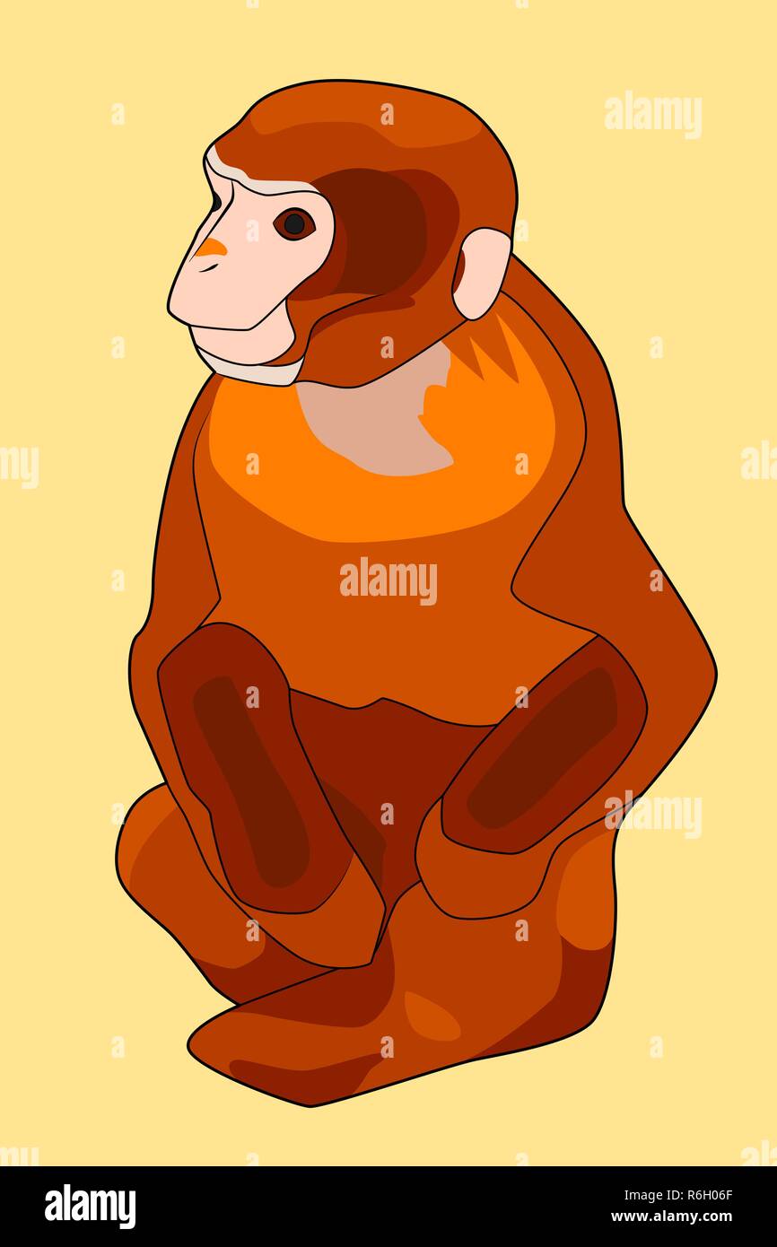 Sitting monkey, vector illustration Stock Vector Image & Art - Alamy