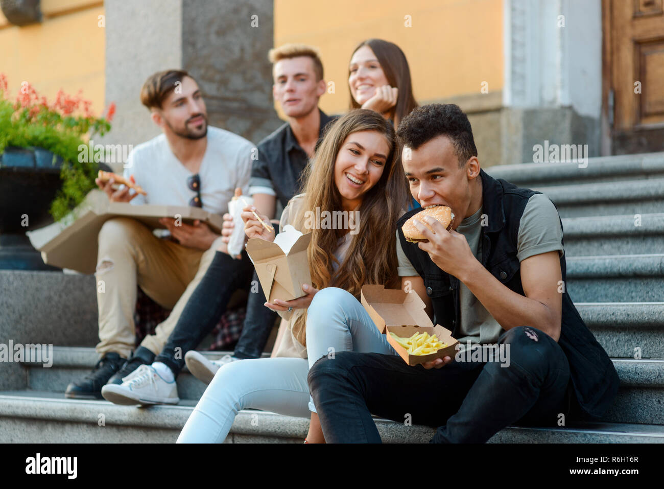 Girl laughing at her boyfriend Stock Photo - Alamy