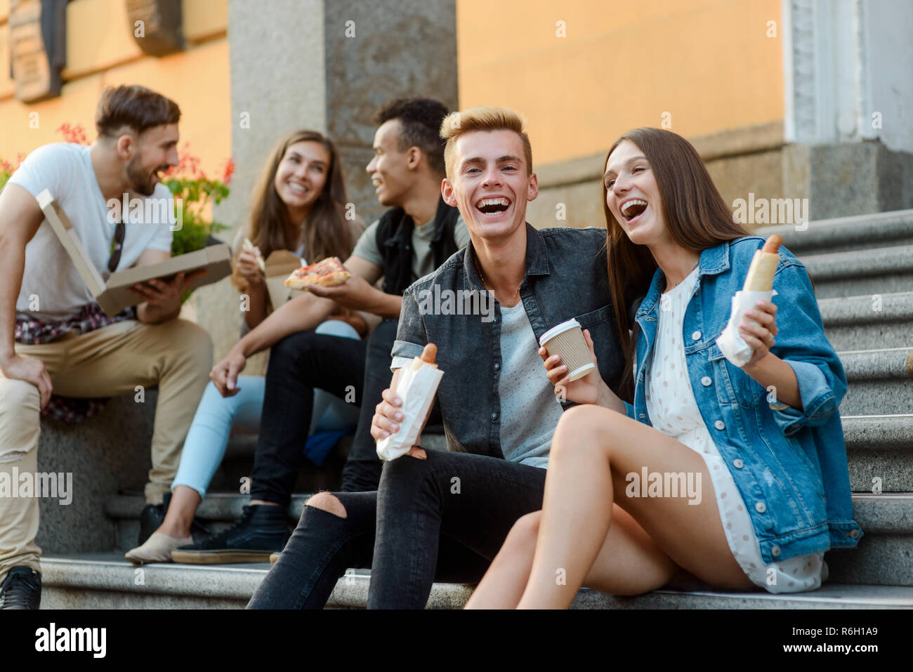 Couple is laughing at jokes Stock Photo - Alamy