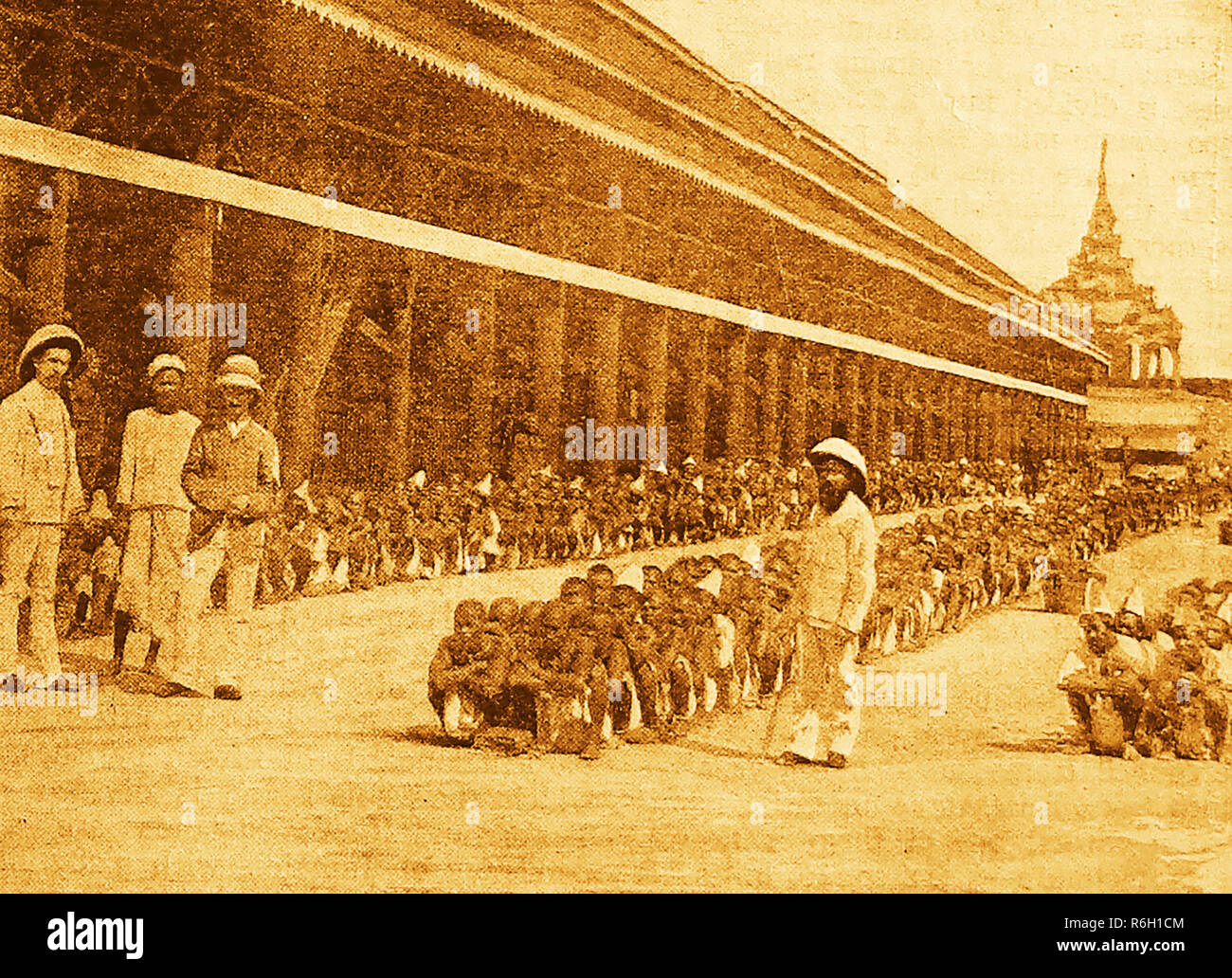 An early photograph showing the exercise yard in Mandalay (Yadanabon or ...