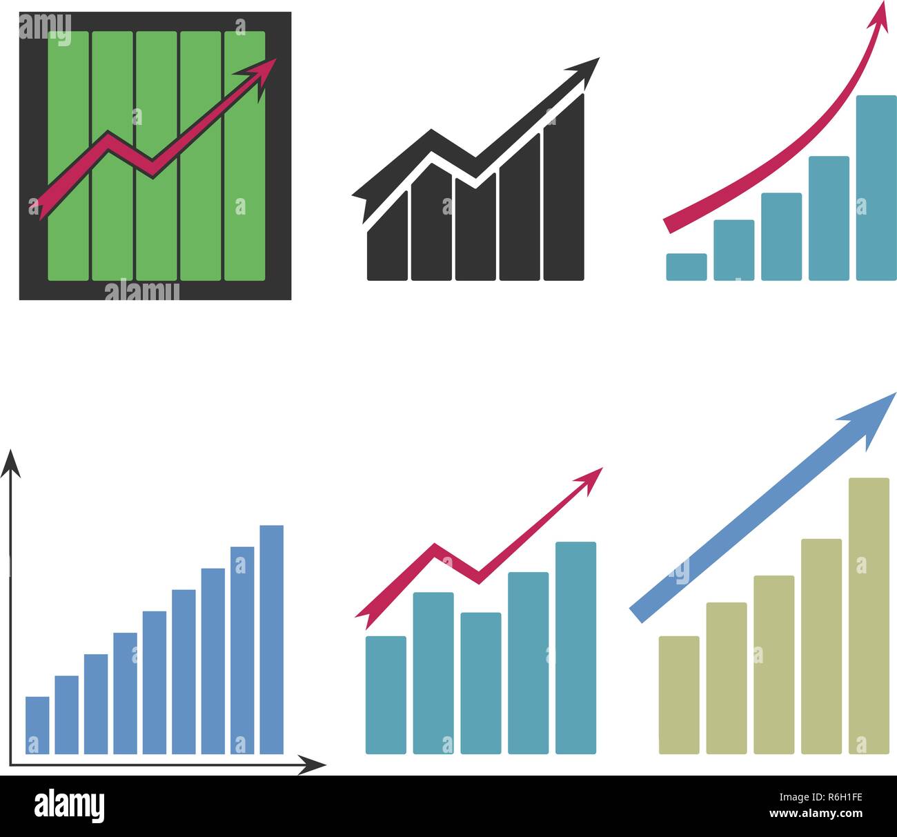 Set of different graphs on white background, vector eps10 illustration ...