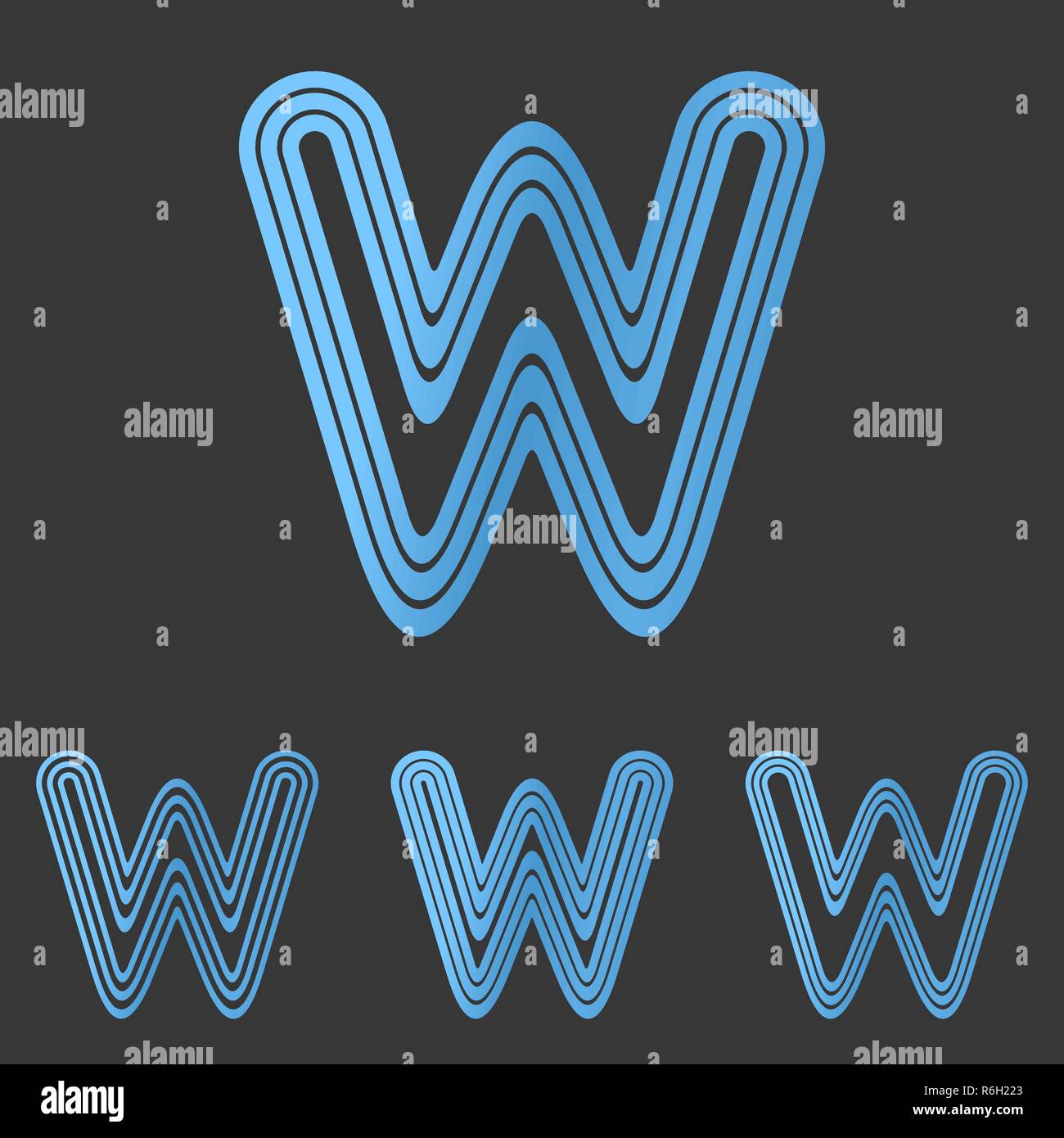 Blue line w logo design set Stock Vector Image & Art - Alamy