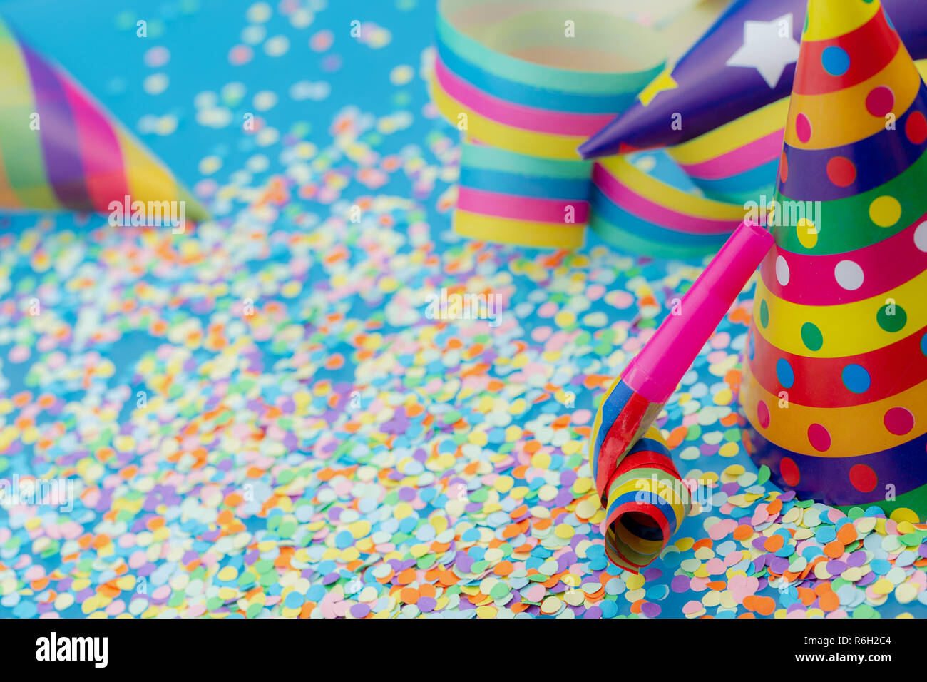 Colorful accessories to fun party on carnival or birthday Stock Photo ...