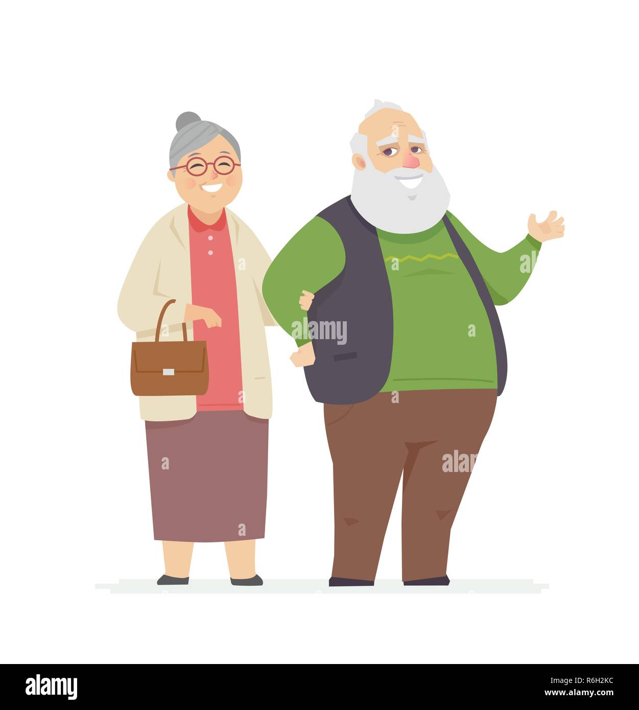 Happy senior couple - cartoon people characters isolated illustration ...