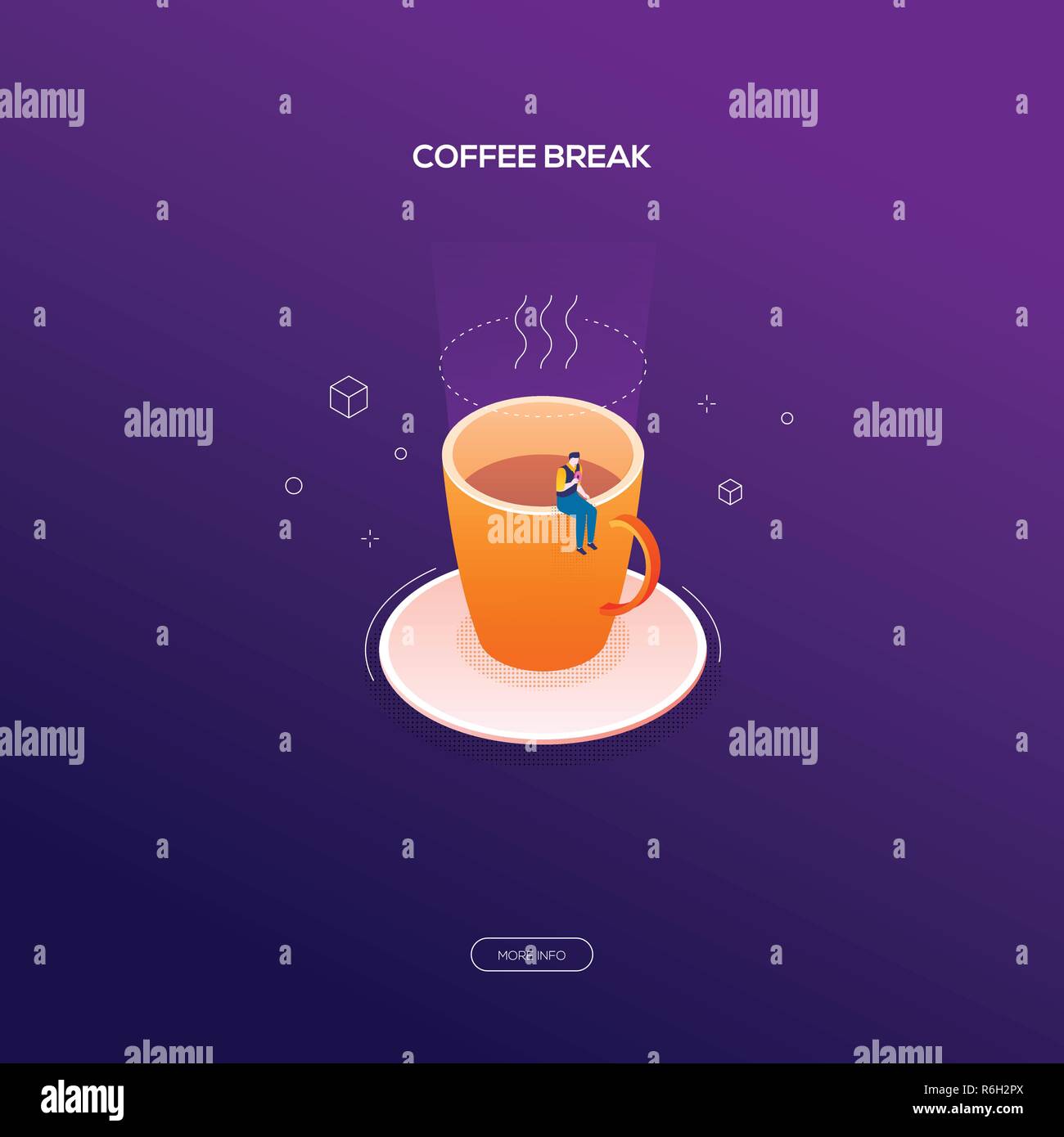 Coffee break - modern isometric vector web banner Stock Vector Image ...