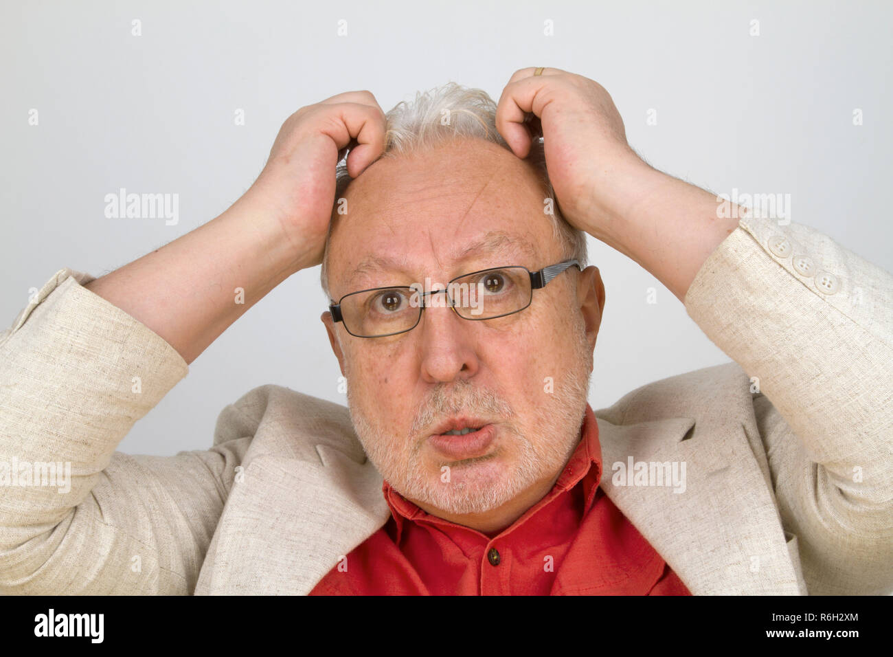 senior in fear and panic Stock Photo - Alamy