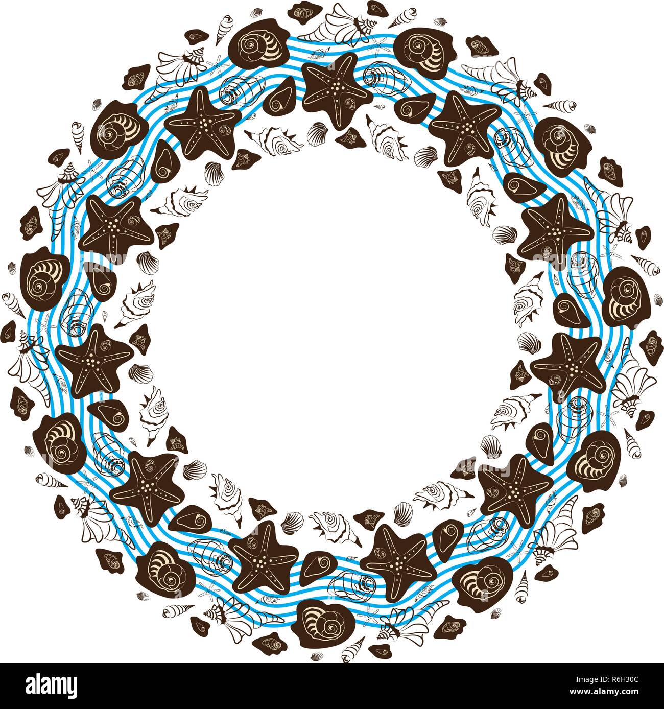 frame made of shells, wreath with shells, marine ornament Stock Vector ...