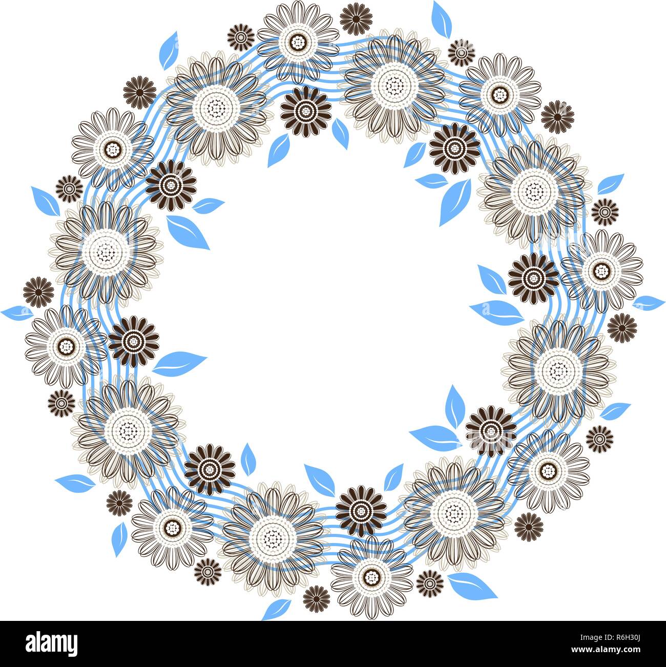 Wreath flowers leaves ornament hi-res stock photography and images - Alamy