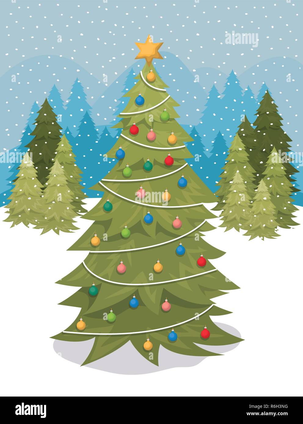 Beautiful snowscape Stock Vector Images - Alamy
