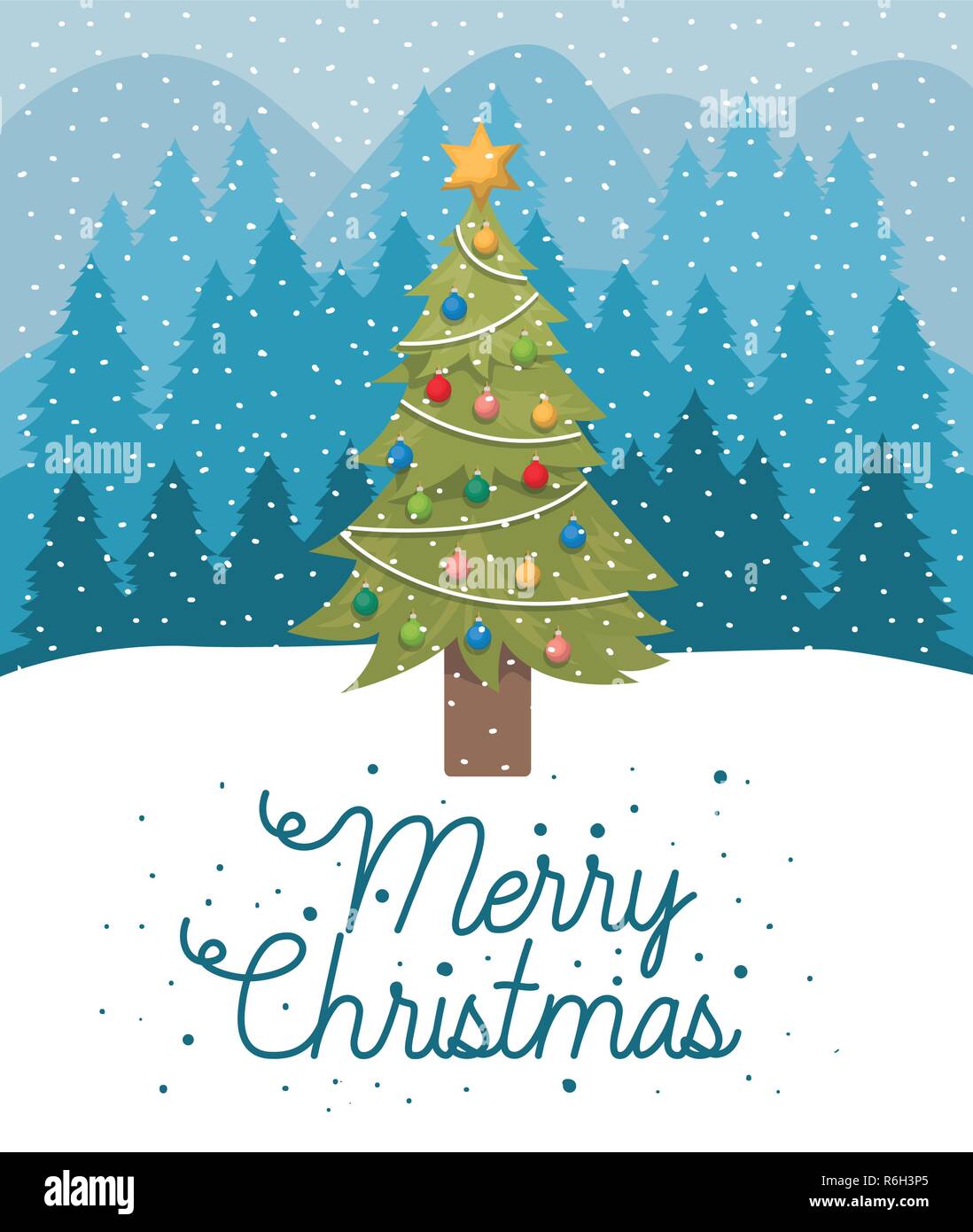 christmas pine tree in the snowscape Stock Vector Image & Art - Alamy