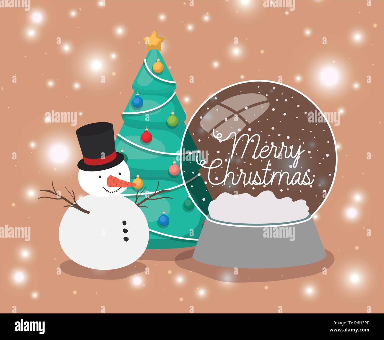 mery christmas card with snowman and sphere Stock Vector Image & Art ...