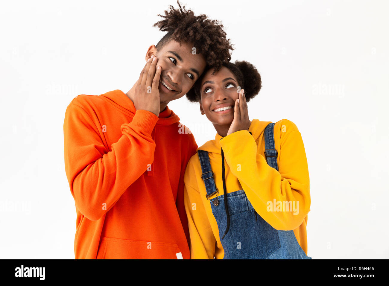 Image of happy african american brother and sister in colorful clothes ...