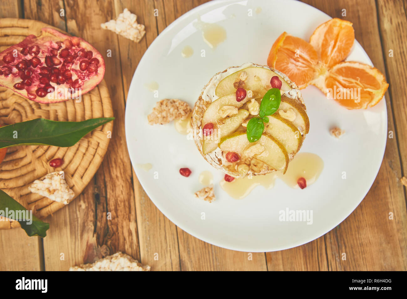 Vegan, diet, organic natural birthday cake with rice crisp bread and ...