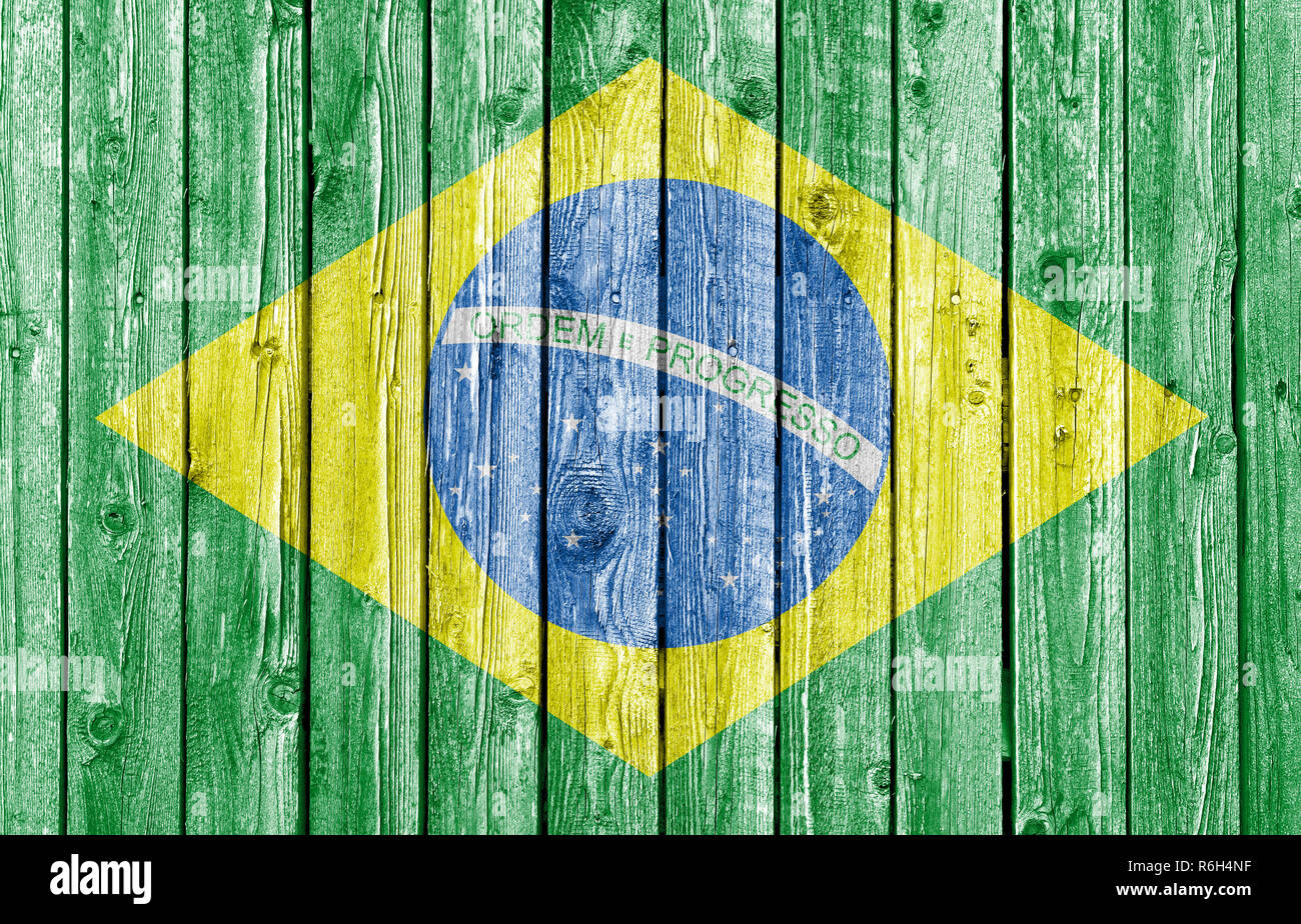 National flag of Brazil on old white wood background Stock Photo - Alamy