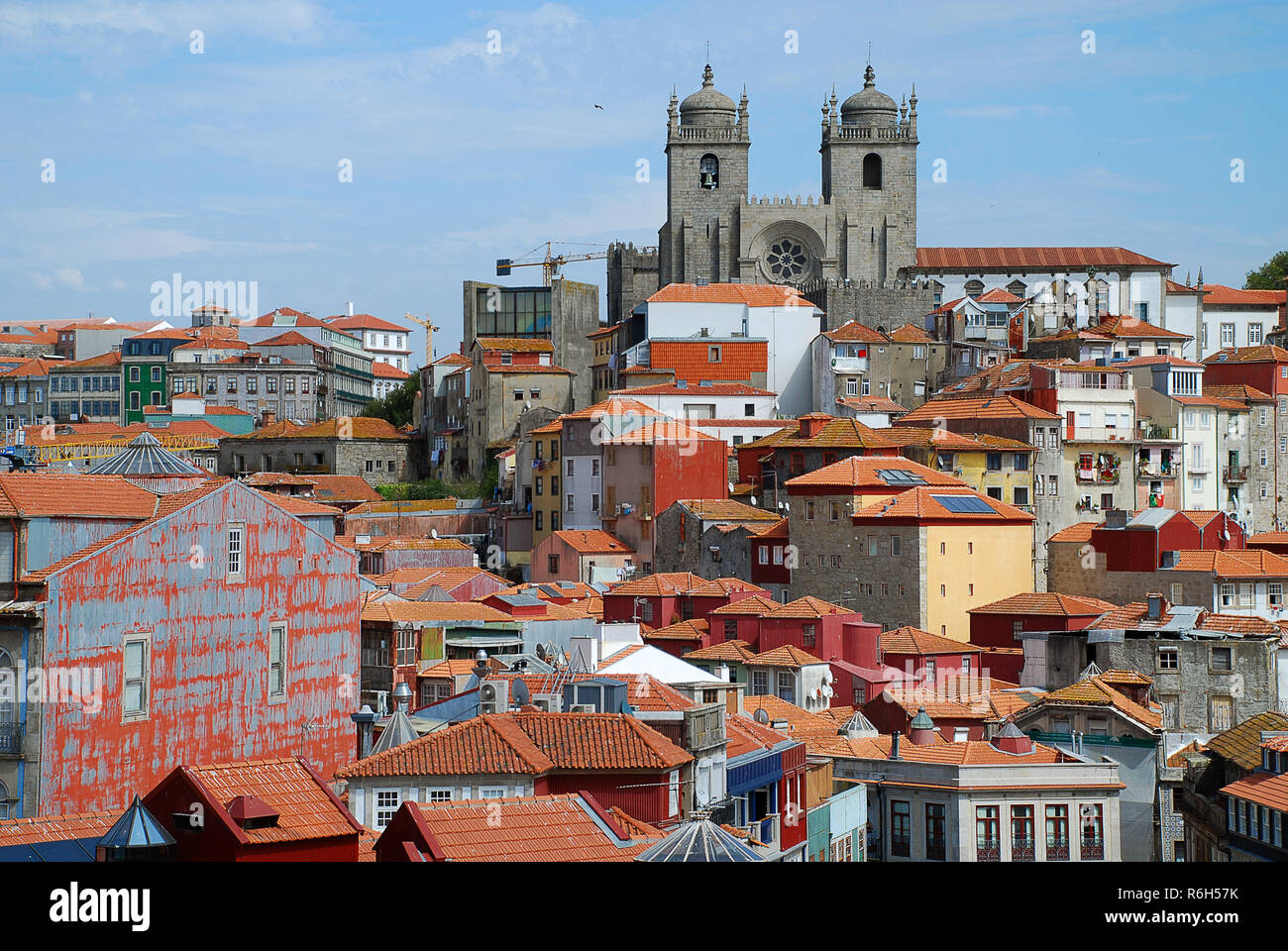 Aerial view of the Se Cathedral in Porto, Portugal. The Porto Cathedral ...