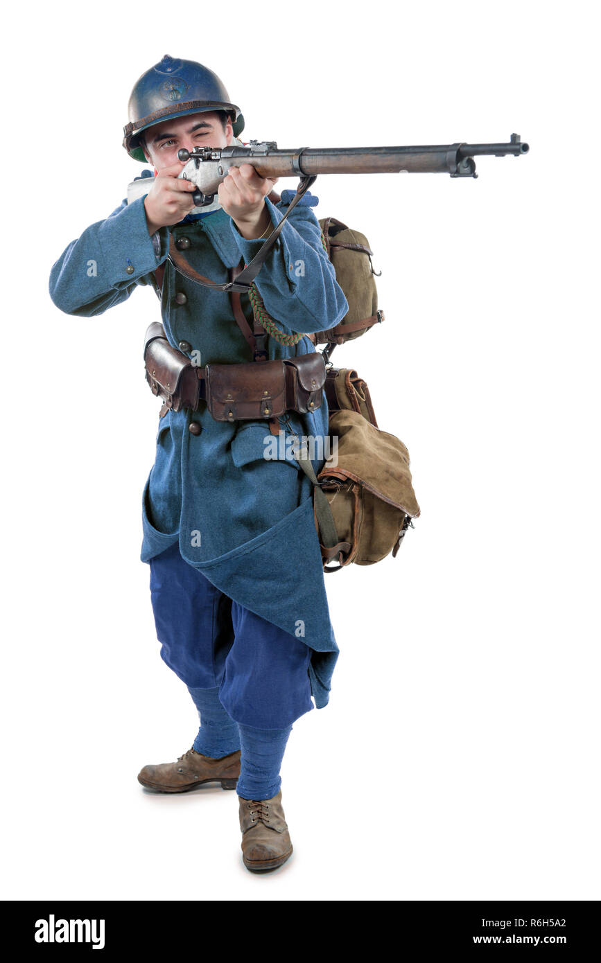 French soldier 1914 1918 isolated on white background Stock Photo - Alamy