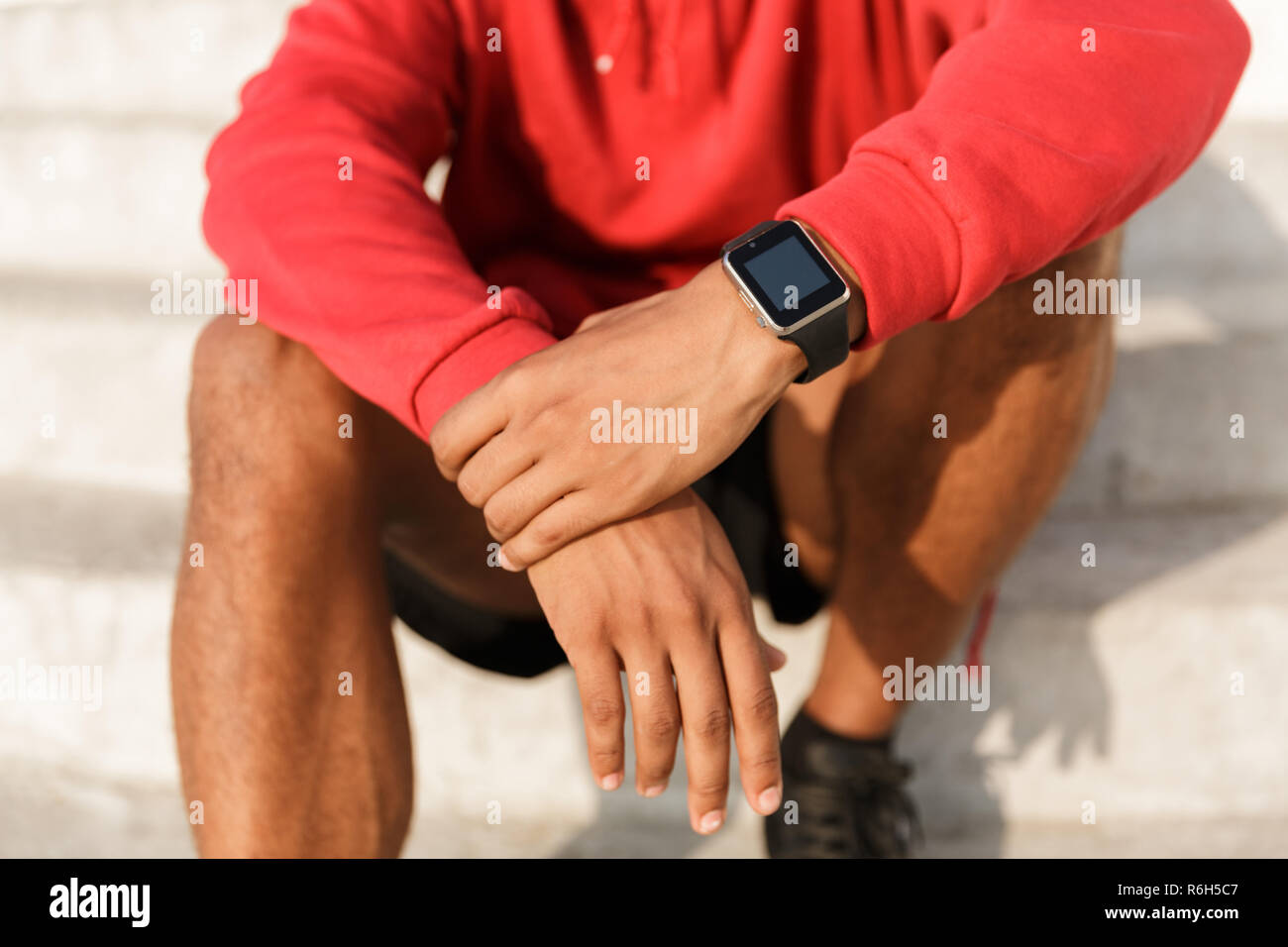 African american wearing smart watch hi-res stock photography and ...