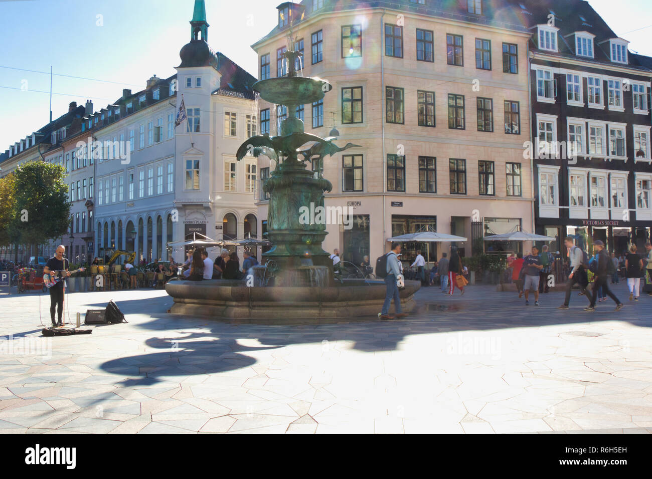 The Stork Fountain, Amagertorv (Amager Square) Copenhagen, Denmark ...