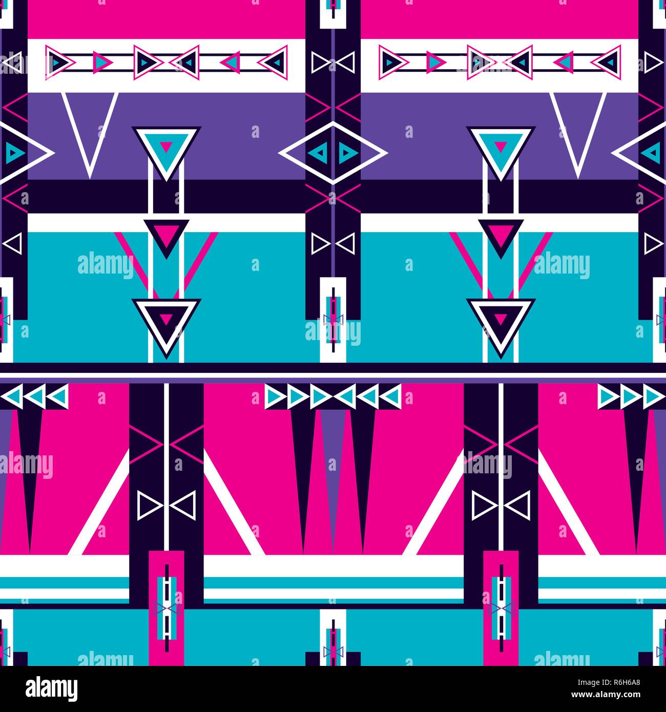 Seamless ethnic tribal pattern Geometric shapes triangle stripe ...