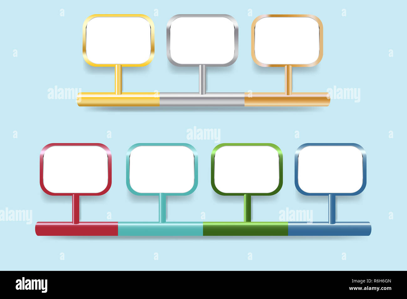 Colorful metal rectangles with rounded corners ready for your text ...