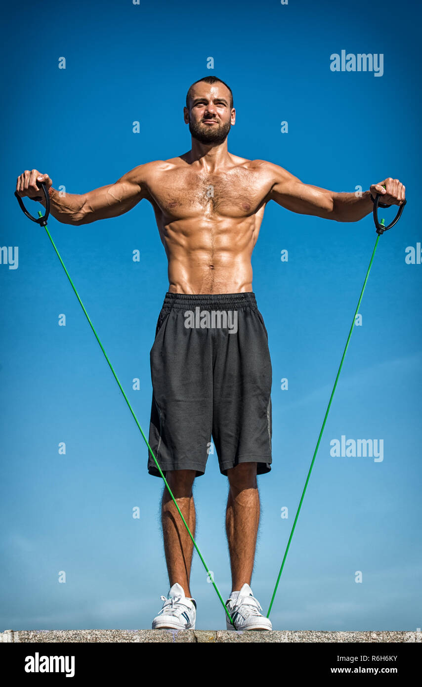 Maintaining strength and vitality. Man develop muscular power. Man do ...