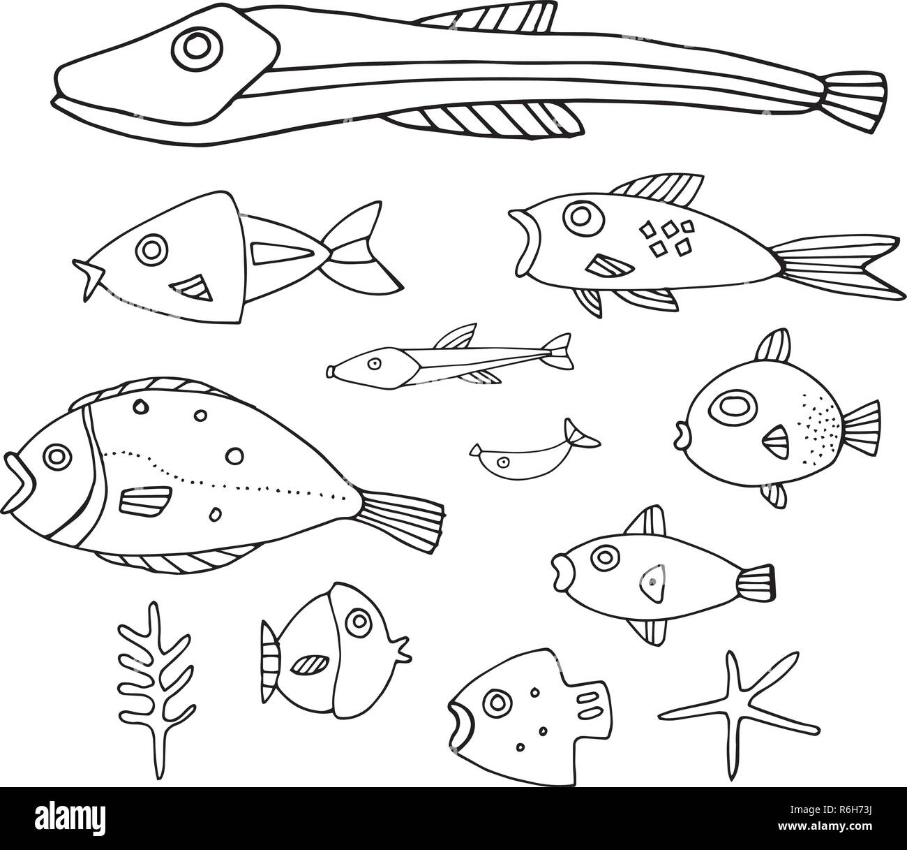 Lovely hand drawn fish collection Vector illustration Stock Vector ...