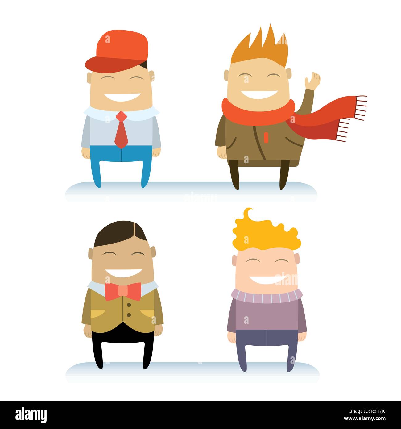 Funny cartoon characters set isolated on white background. Vector ...