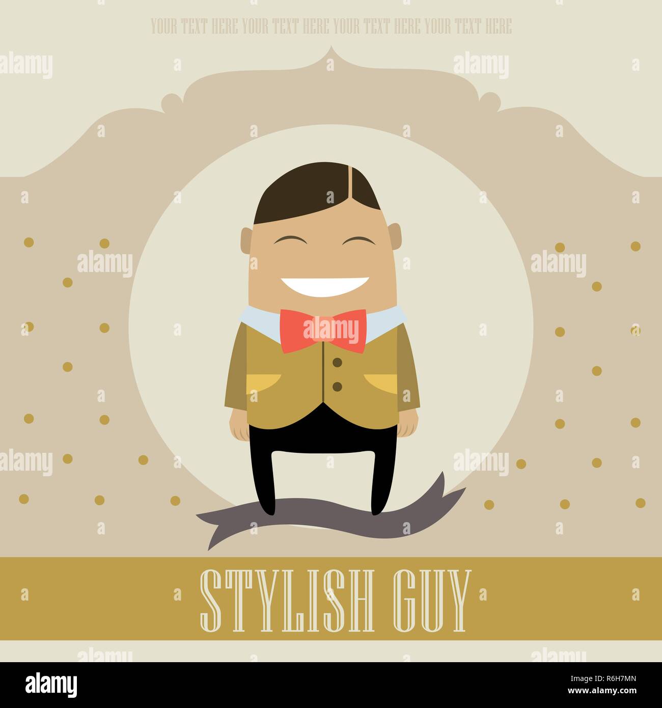 Funny cartoon character. Stylish guy on lovely background. Vector ...