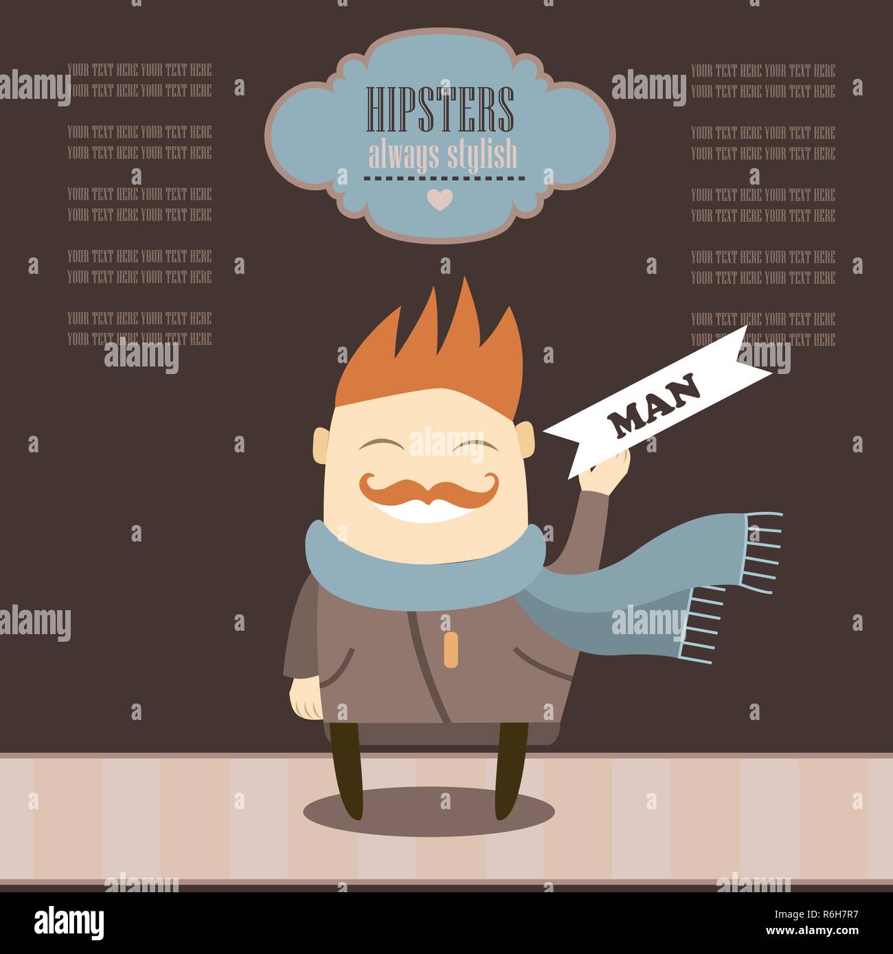 Funny cartoon character. Stylish hipster guy. Vector illustration Stock ...