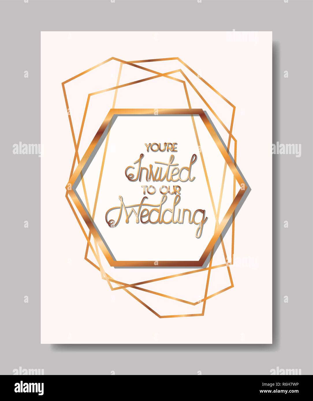 wedding invitation with golden frame Stock Vector Image & Art - Alamy