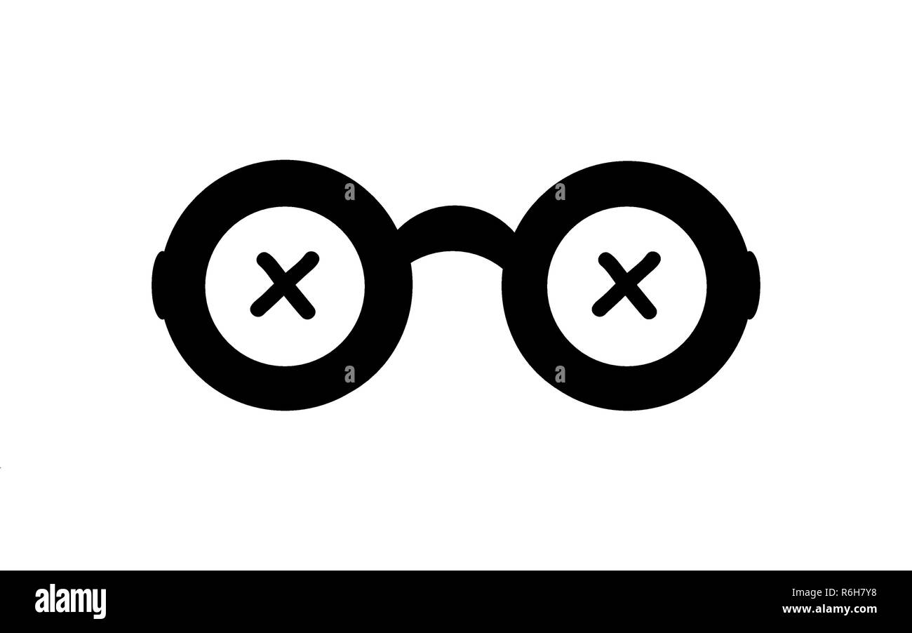 Dead Icon Emoticons Symbol with Black Glasses on White Background ...