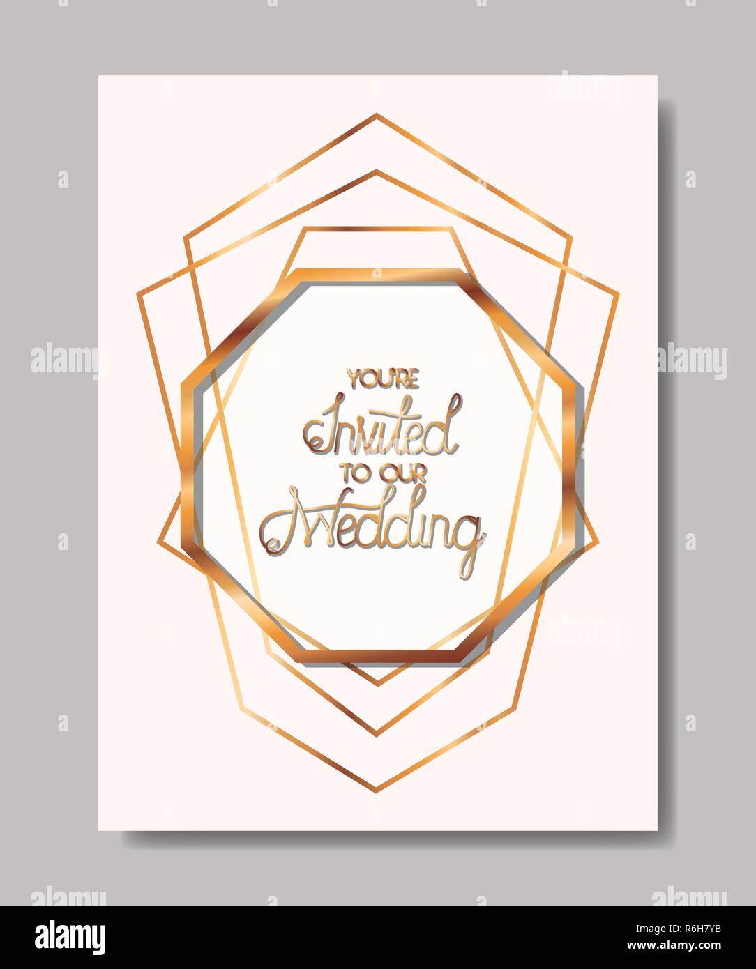 wedding invitation with golden frame Stock Vector Image & Art - Alamy