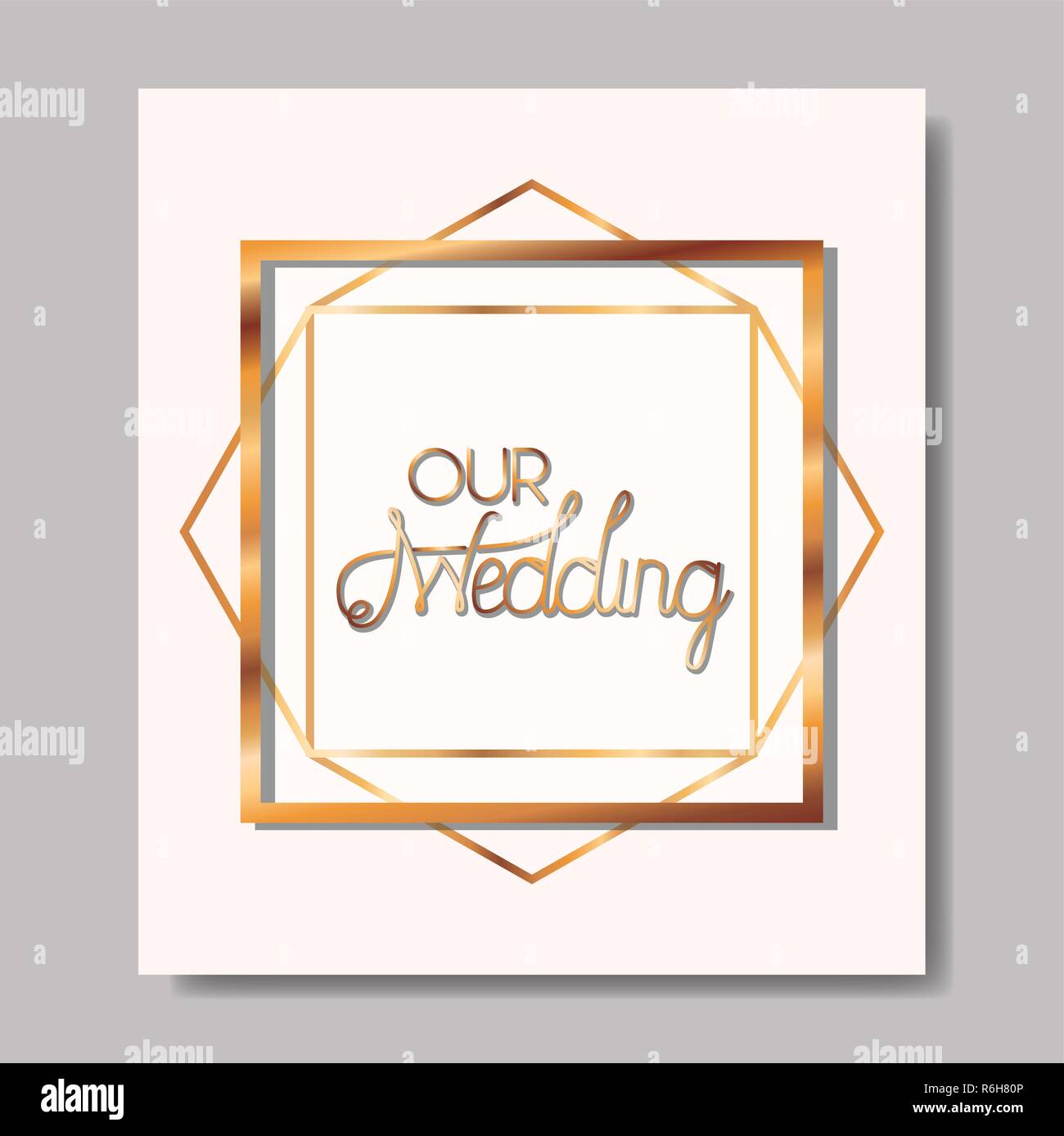 wedding invitation with golden frame Stock Vector Image & Art - Alamy
