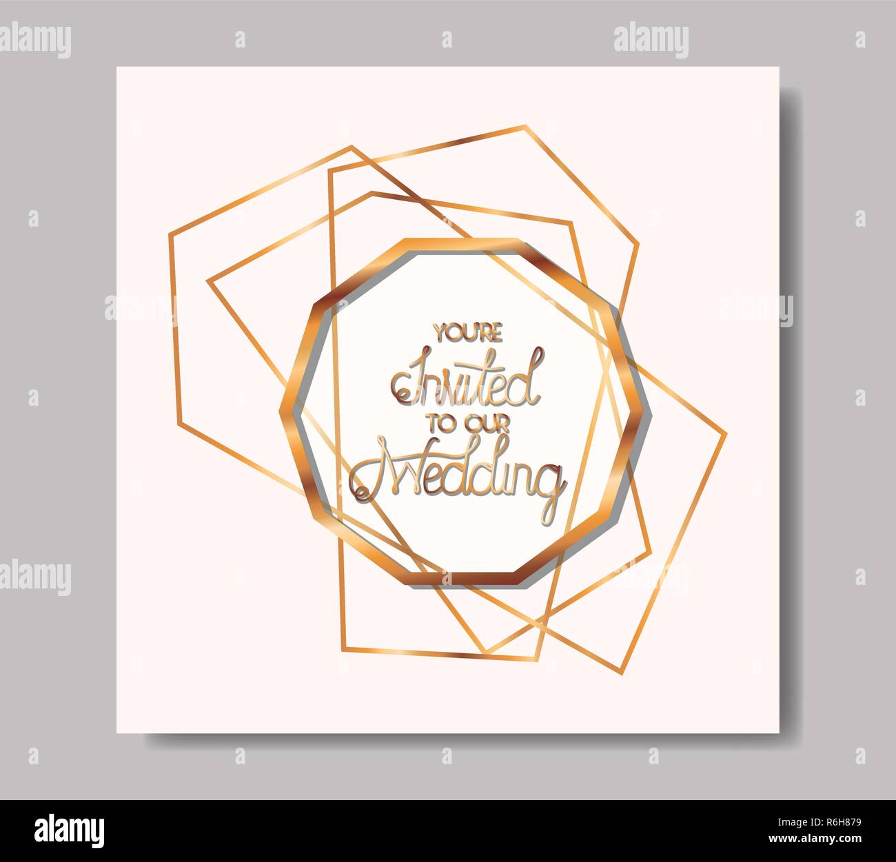 wedding invitation with golden frame Stock Vector Image & Art - Alamy