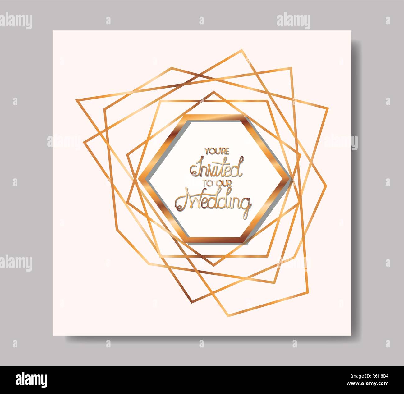 wedding invitation with golden frame Stock Vector Image & Art - Alamy