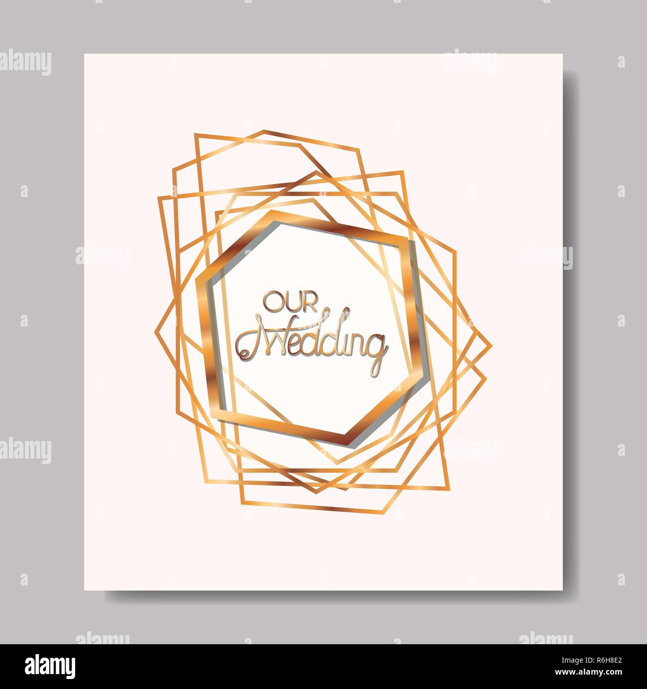 wedding invitation with golden frame Stock Vector Image & Art - Alamy